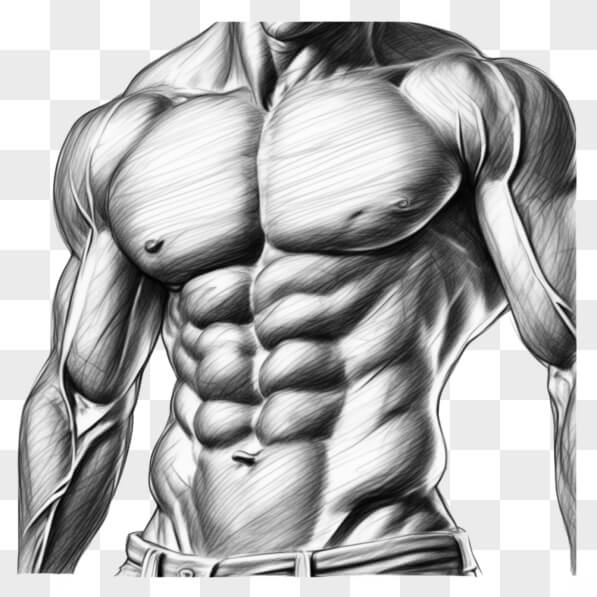 Download Black and White Drawing of Male Bodybuilder Sketches Online ...