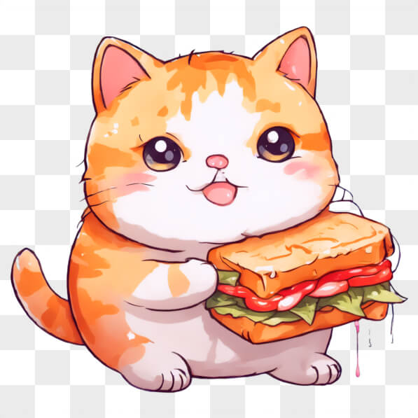 Download Kawaii Cartoon Cat with Delicious Sandwich Kawaii Online ...
