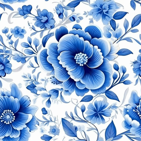 Descarga Patrón floral azul y blanco Patrones En Línea - Creative Fabrica