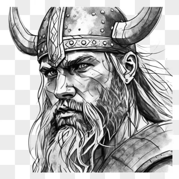 Download Illustration of Viking Man with Beard and Horns Sketches ...