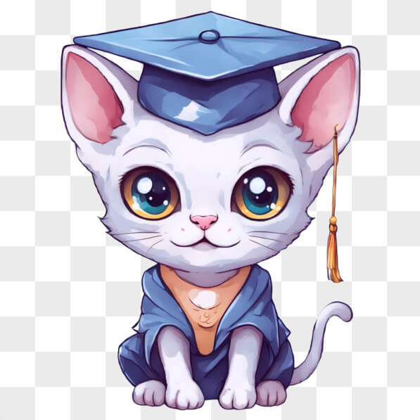 Download Kawaii White Cat in Graduation Attire Kawaii Online - Creative ...