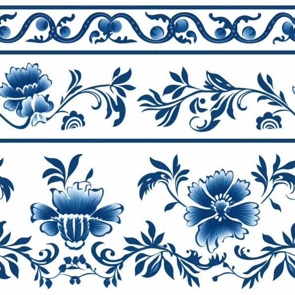 Download Blue Floral Borders with Intricate Patterns Patterns Online ...