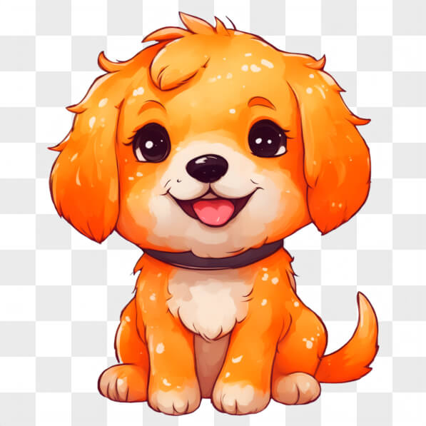 Download Kawaii Cartoon Orange Dog Sitting on Black Background Kawaii ...