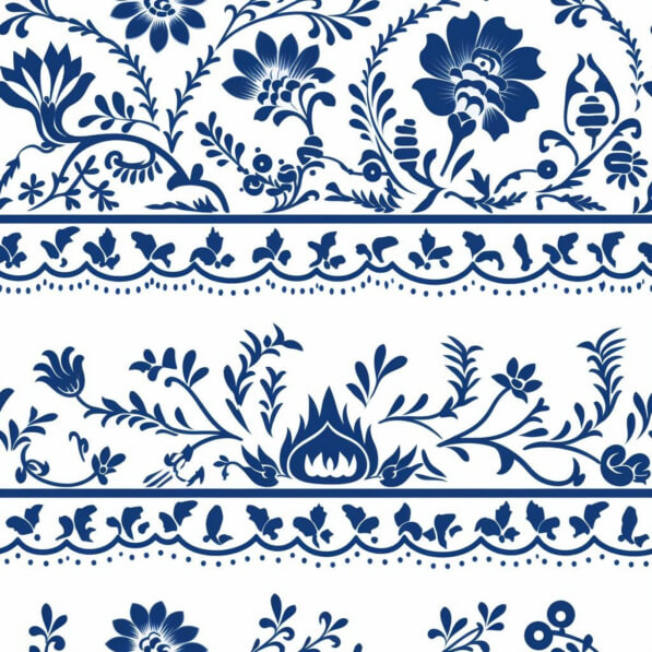 Download Blue and White Floral Borders Patterns Online - Creative Fabrica