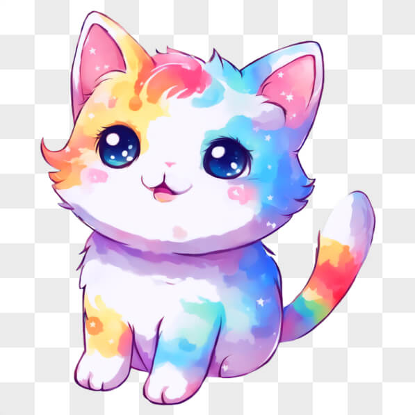 Download Kawaii Cartoon Cat with Colorful Eyes Kawaii Online - Creative ...