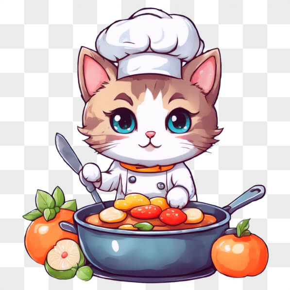 Descarga Gato Chef de Dibujos Animados Kawaii Cocinando con Verduras y ...