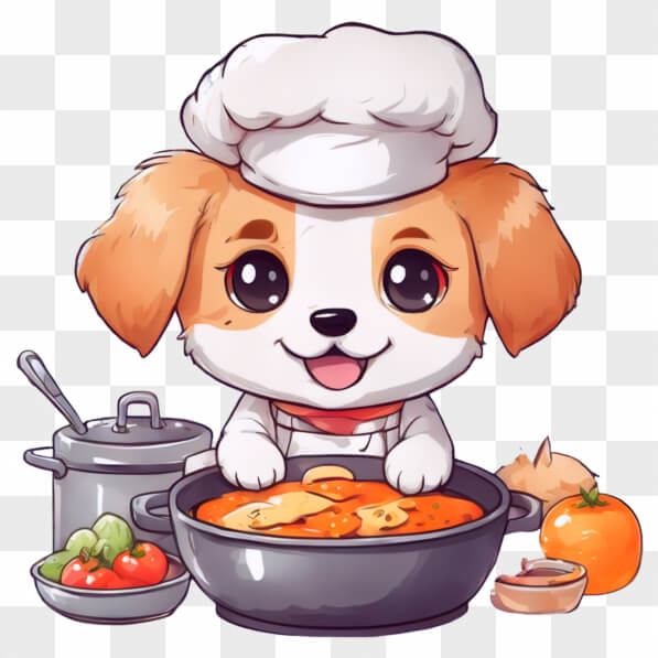 Download Kawaii Cartoon Dog Chef Cooking in Pot Kawaii Online ...