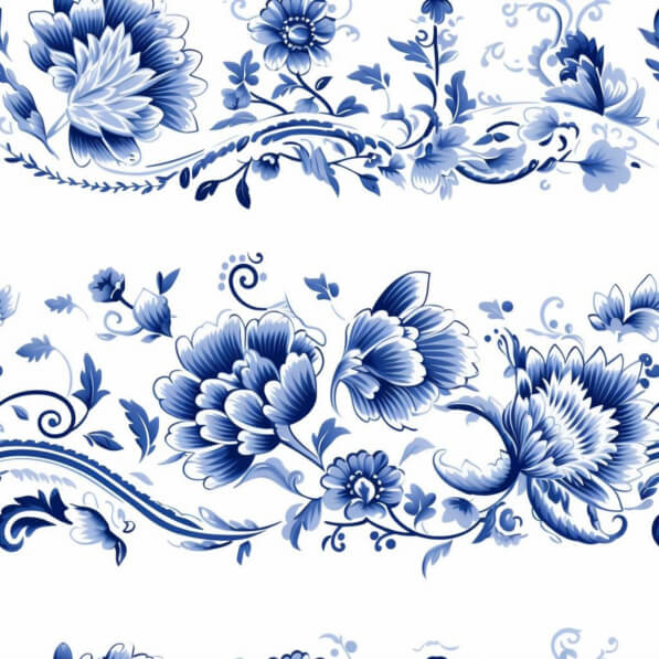 Download Blue and White Floral Borders with Rose, Daisy, and Carnation ...