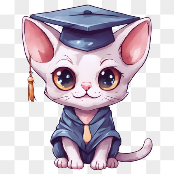 Download Kawaii White Cat in Academic Gown and Tie Kawaii Online ...