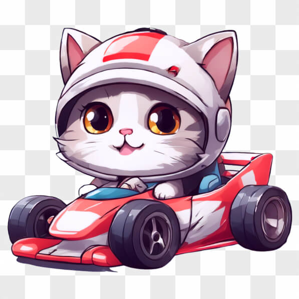 Download Kawaii Cartoon Cat Riding in a Race Car Kawaii Online ...