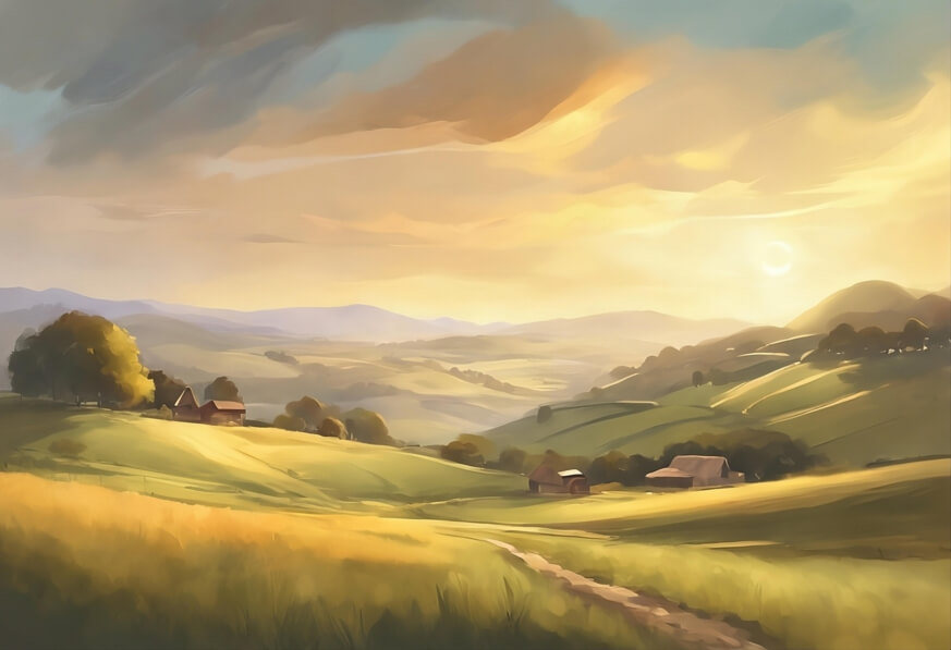 Download Idyllisch Plattelandslandschap Schilderij Achtergronden online ...