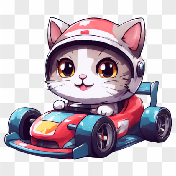 Download Kawaii Cartoon Cat Riding in Race Car Kawaii Online - Creative ...