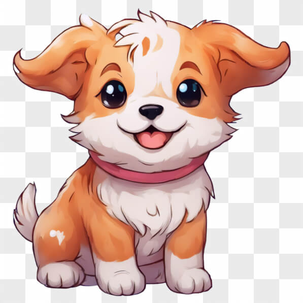 Download Kawaii Dog with Orange Collar Sitting Happily Kawaii Online ...