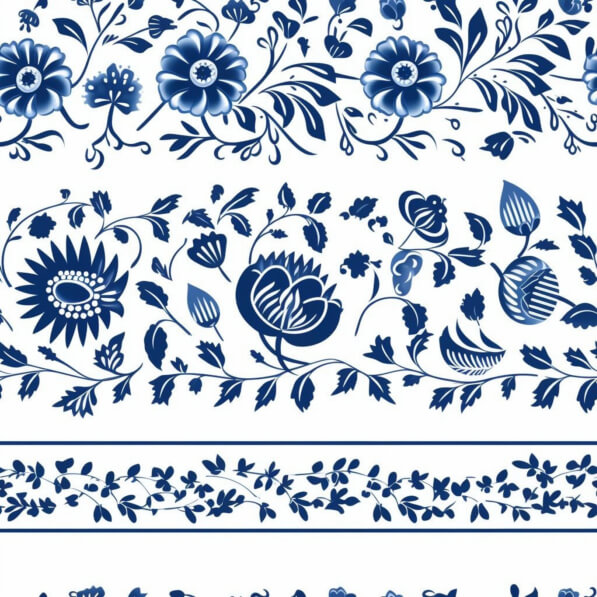 Download Blue Floral Borders with Vintage Designs Patterns Online ...