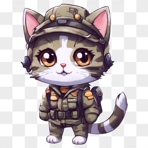 Download Military Kawaii Cartoon Cat in Army Gear Kawaii Online ...