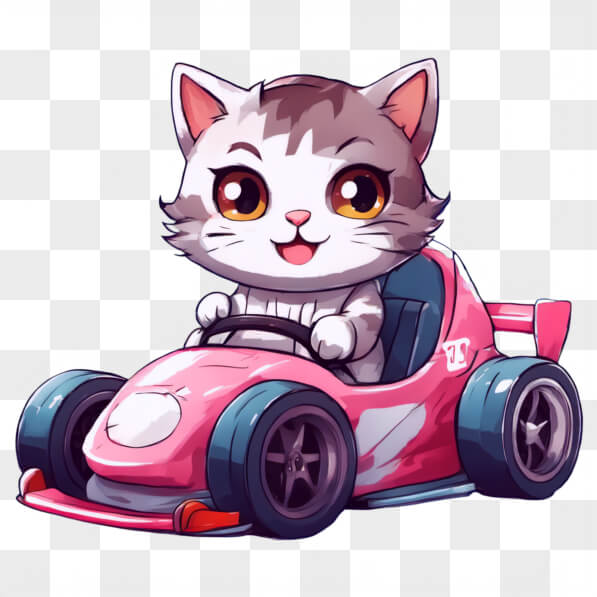 Descarga Gato de Dibujos Animados Kawaii en Colorido Auto de Carreras ...