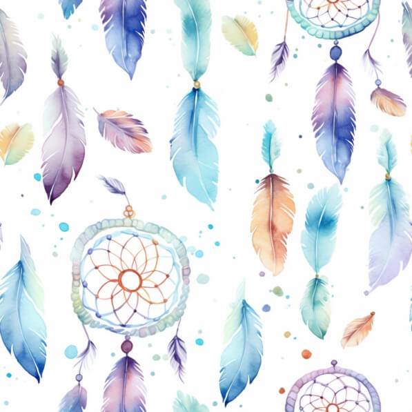 Download Colorful Feathers and Dream Catchers Seamless Pattern Patterns ...