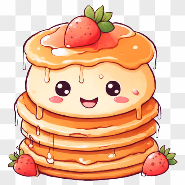 Download Kawaii Pancake Stack with Strawberries and Syrup Kawaii Online ...