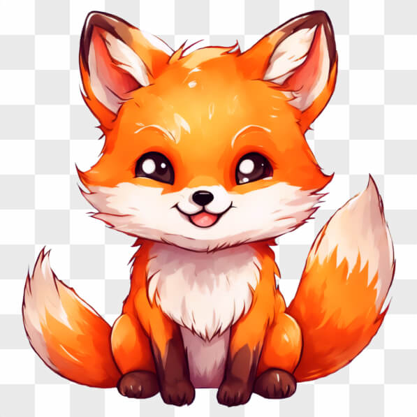 Download Kawaii Fox Sitting on Black Background Kawaii Online ...