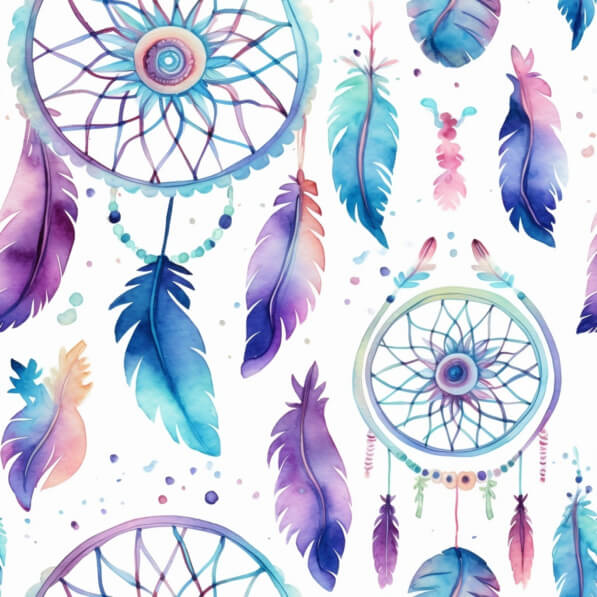 Download Native American Inspired Watercolor Dream Catchers Pattern ...