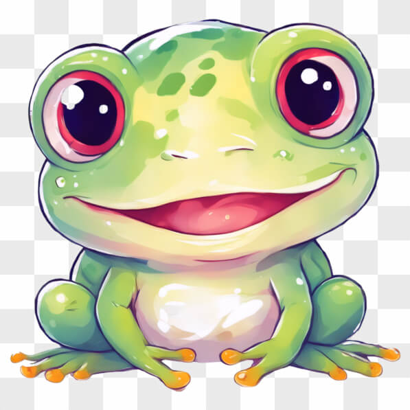 Descarga Ícono/Sticker de Rana Verde Kawaii sobre Fondo Negro Kawaii En ...