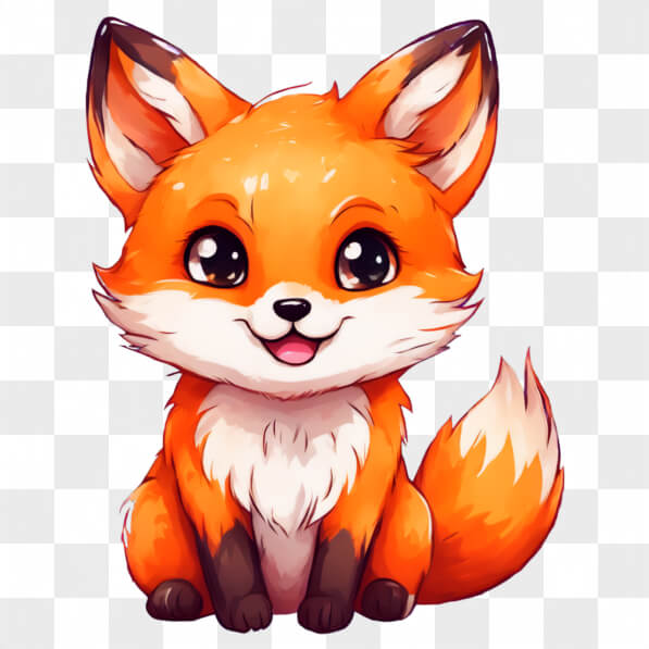 Descarga Zorro Kawaii Sentado en Fondo Negro Kawaii En Línea - Creative ...