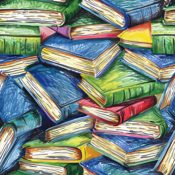 Download Kleurrijke tekening van boeken Patronen online op Creative Fabrica