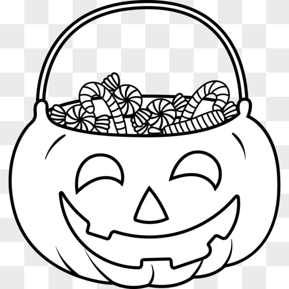 Download Halloween Pumpkin Basket Coloring Page PNGs Online - Creative ...