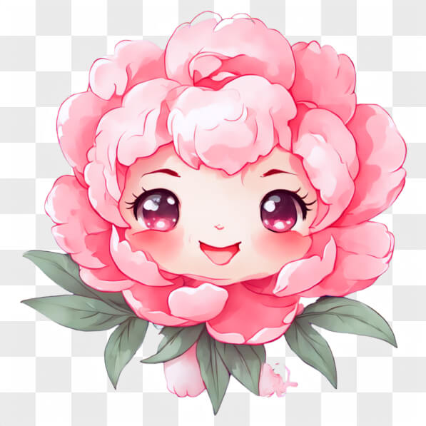Download Kawaii Pink Peony Anime Character Kawaii Online - Creative Fabrica