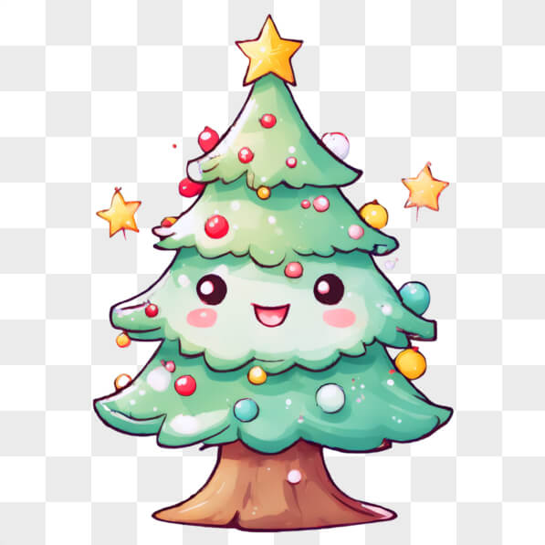 Download Kawaii Christmas Tree with Ornaments and Stars Kawaii Online ...