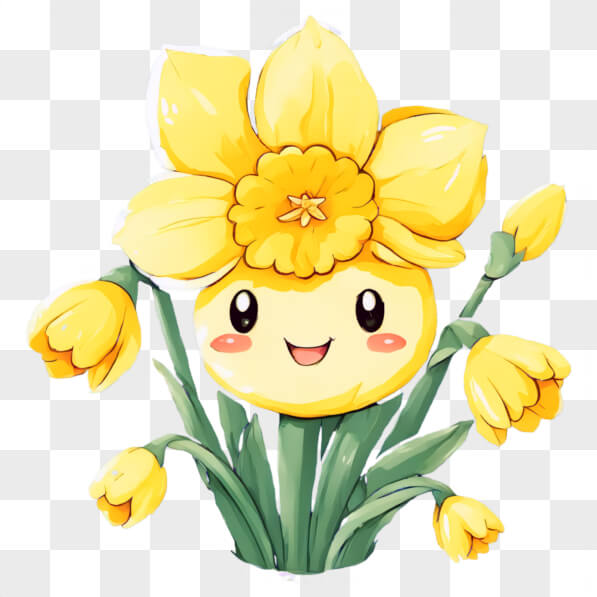 Download Kawaii Yellow Daffodil Flower And Spring Blooms Kawaii Online