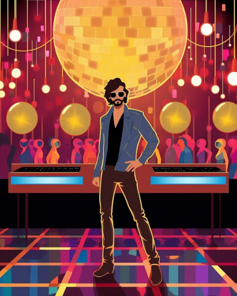 Download Man voor verlichte discobal op feest Backgrounds online op ...