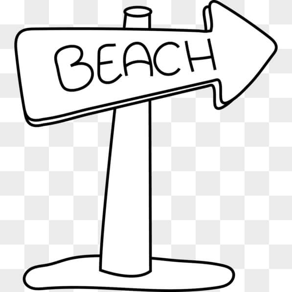 Download Black and White Beach Sign Drawing PNGs Online - Creative Fabrica