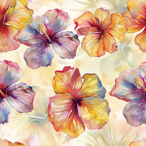 Download Colorful Hibiscus Flowers Seamless Pattern Patterns Online ...