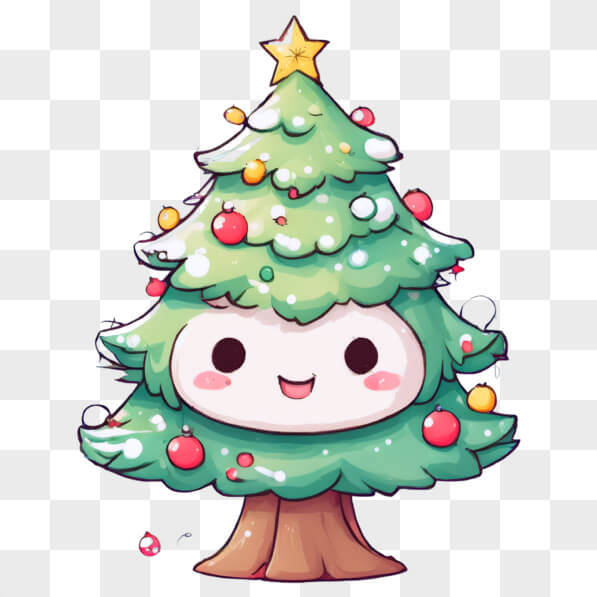 Download Kawaii Christmas Tree with Red and White Ornaments Kawaii ...