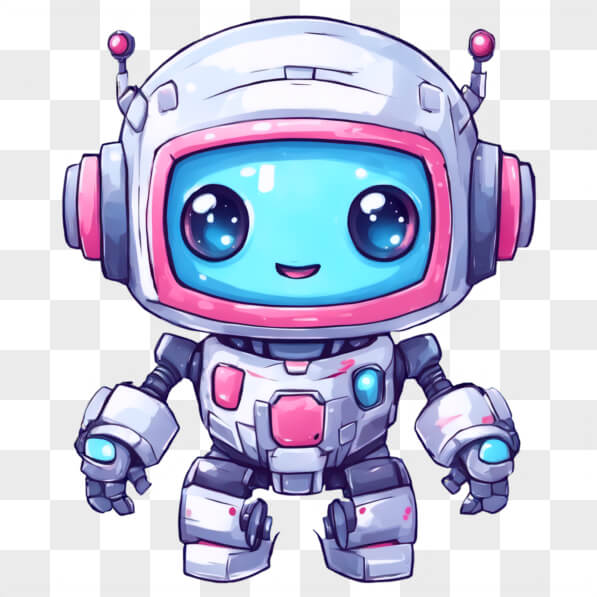 Descarga Robot de Dibujos Animados Kawaii con Ojos Rosados y Azules ...