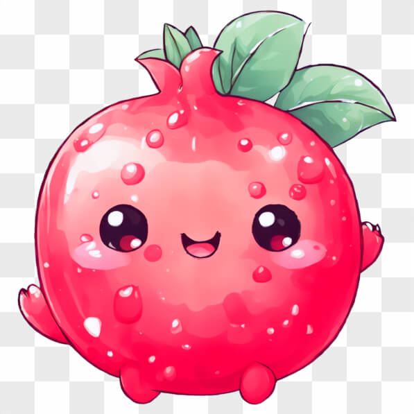 Download Kawaii Red Pomegranate: Cute Fruit with Joyful Expression ...