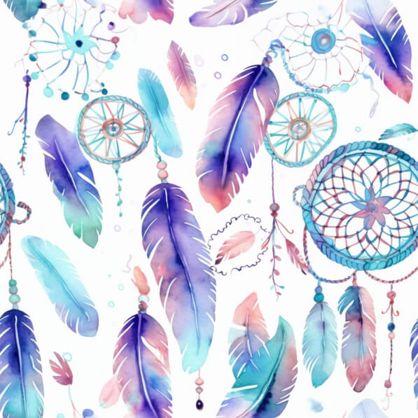 Download Colorful Feathers and Dream Catchers Seamless Pattern Patterns ...