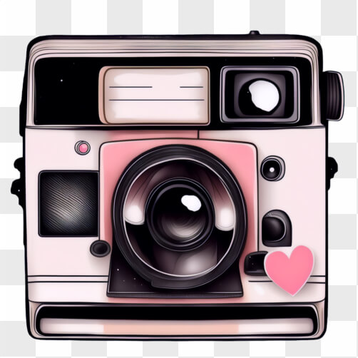 Download Pink Polaroid Camera with Heart-Shaped Stickers PNGs Online ...
