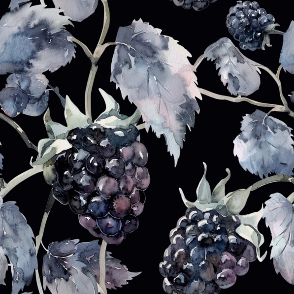 Download Blackberry and Leaf Watercolor Pattern Patterns Online ...