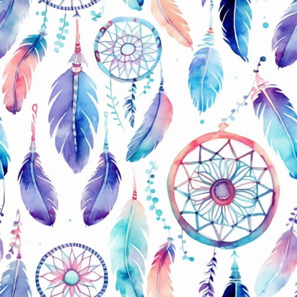 Download Colorful Feathers and Dream Catchers Seamless Pattern Patterns ...