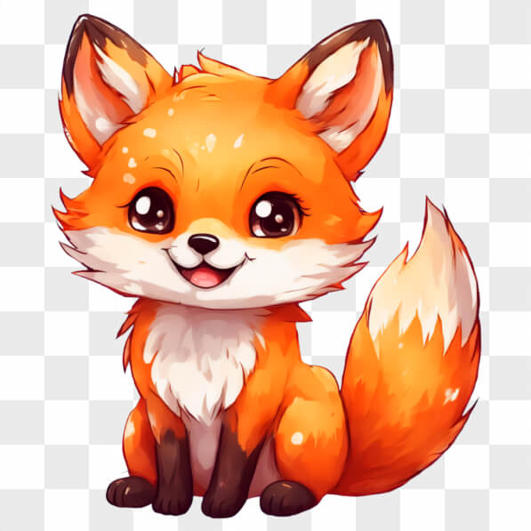 Download Kawaii Orange Fox Smiling on Black Background Kawaii Online ...