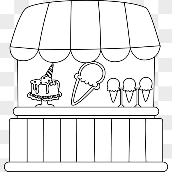 Download Ice Cream Shop Coloring Page PNGs Online - Creative Fabrica