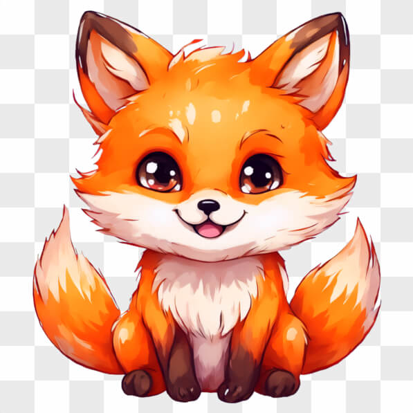 Download Kawaii Fox Sitting on Black Background Kawaii Online ...