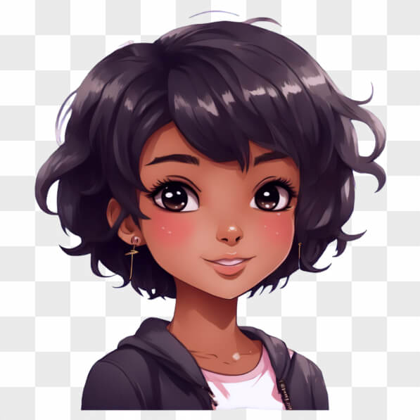 Download Kawaii Cartoon Girl With Black Hair And Brown Eyes Online Creative Fabrica