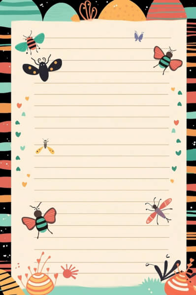 Download Colorful Hand-Drawn Notepad with Bees and Butterflies ...
