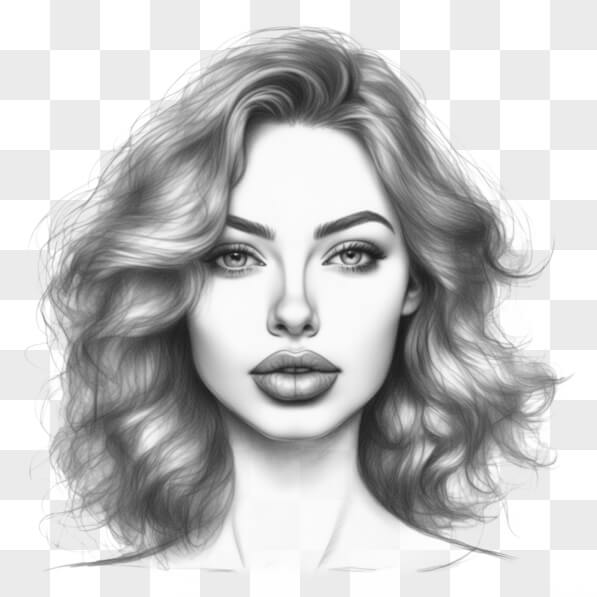Descarga Dibujo en Blanco y Negro de la Cara de una Mujer Bocetos En Línea - Creative Fabrica