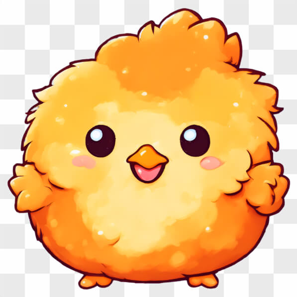 Descarga Pollito Amarillo Kawaii con Cabello Esponjoso y Ojos Grandes ...