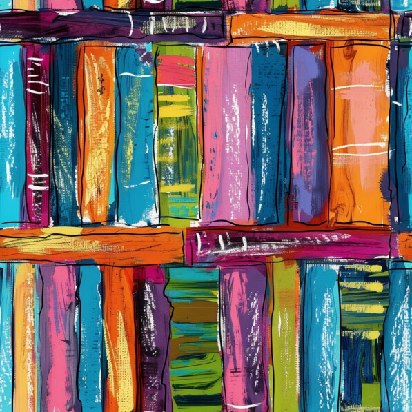 Download Colorful Painting of Books Patterns Online - Creative Fabrica