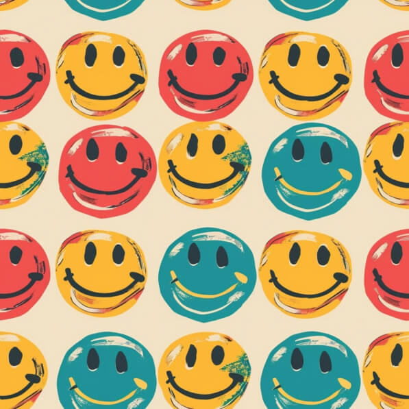 Descarga Patrón colorido de caritas sonrientes sobre fondo beige ...